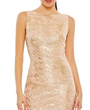 Mac Duggal Sleeveless High Neck Sequin Gown