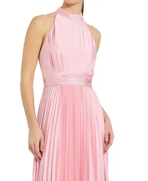 Mac Duggal Pleated Sleeveless Halter Gown - Blush