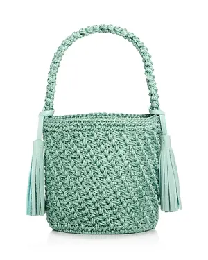 Binge Knitting Camila Woven Bucket Bag - Mint