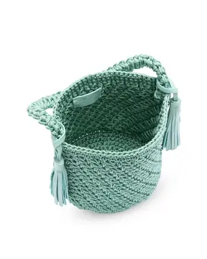 Binge Knitting Camila Woven Bucket Bag - Mint