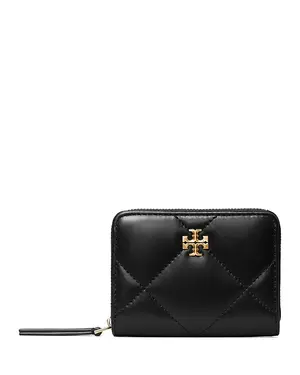 Tory Burch Small Kira Diamond Quilt Zip Around Wallet - Black