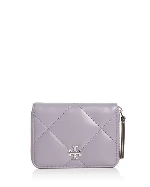 Tory Burch Small Kira Diamond Quilt Zip Around Wallet - Lavender