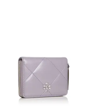 Tory Burch Small Kira Diamond Quilt Zip Around Wallet - Lavender