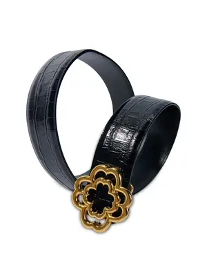 Maje Clover Double M Belt - Black