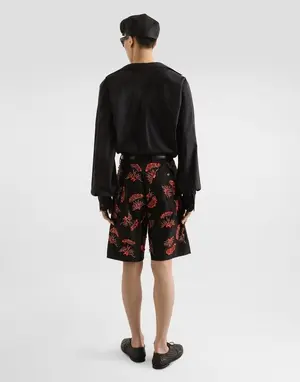 Dolce & Gabbana Cotton Twill Shorts With Coral Embroidery