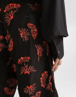 Dolce & Gabbana Cotton Twill Shorts With Coral Embroidery