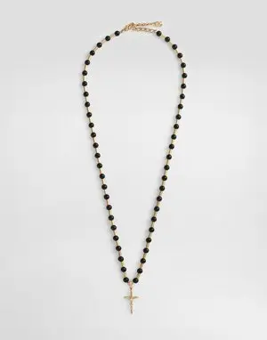 Dolce & Gabbana Rosary Necklace With Cross Pendant - Multicolor