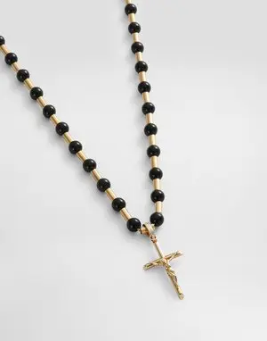 Dolce & Gabbana Rosary Necklace With Cross Pendant - Multicolor