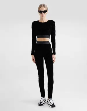 Dolce & Gabbana Cotton Chenille Crop Top With Jacquard Dg Logo
