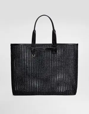 Dolce & Gabbana Woven Mesh And Calfskin Shopper - Black
