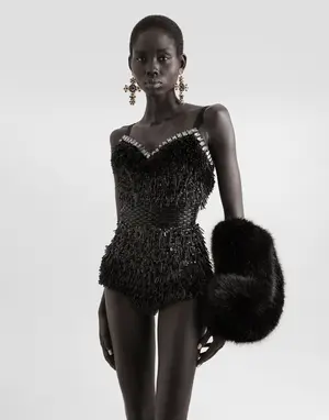 Dolce & Gabbana Sequined And Micro-beaded Bodysuit