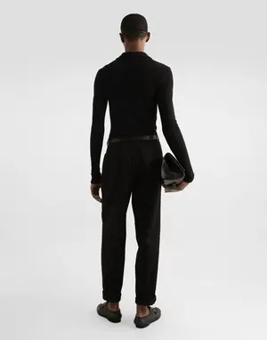Dolce & Gabbana Long-sleeved Interlock Jersey Polo-shirt With Laces