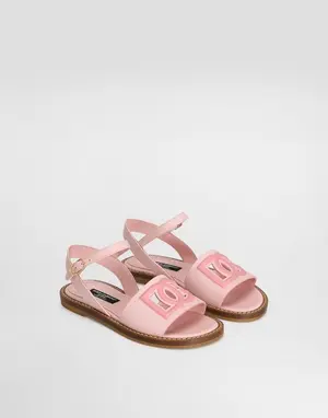 Dolce & Gabbana Calfskin Sandals With Cut-out Dg Logo - Pink