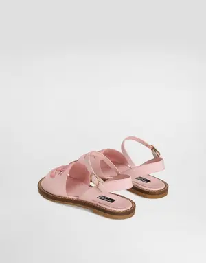 Dolce & Gabbana Calfskin Sandals With Cut-out Dg Logo - Pink