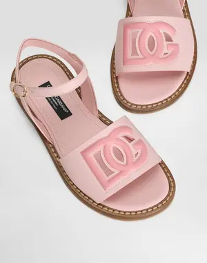 Dolce & Gabbana Calfskin Sandals With Cut-out Dg Logo - Pink