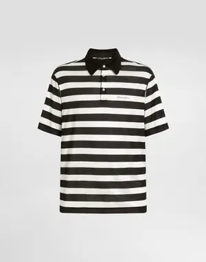 Dolce & Gabbana Short-sleeved Silk Jersey Polo-shirt With Striped Print - Multicolor