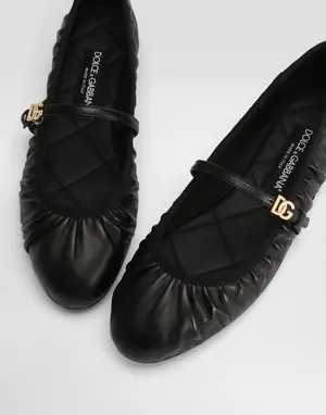 Dolce & Gabbana Vally Nappa Leather Ballet Flats - Black