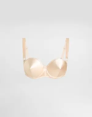 Dolce & Gabbana Satin Balconette Bra With Conical Cups - Pale Pink