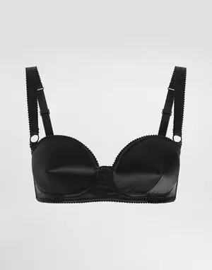 Dolce & Gabbana Satin Balconette Bra With Conical Cups - Black