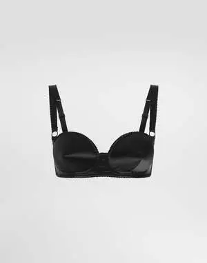 Dolce & Gabbana Satin Balconette Bra With Conical Cups - Black
