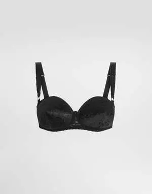 Dolce & Gabbana Lace Balconette Bra With Conical Cups - Black