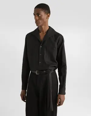 Dolce & Gabbana Three-button Long-sleeved Linen Shirt - Black