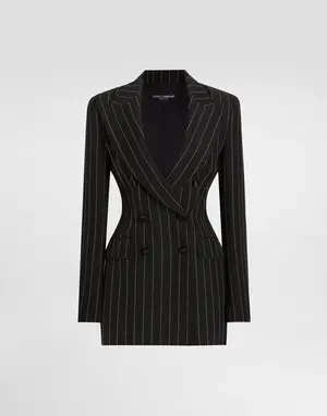 Dolce & Gabbana Double-breasted Pinstripe Wool Jacket - Multicolor