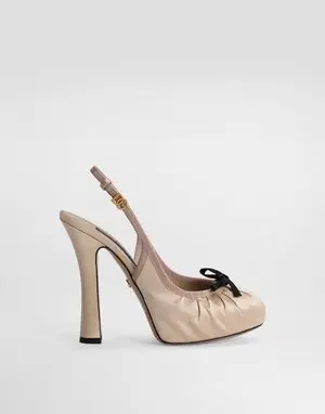 Dolce & Gabbana Satin Slingbacks - Beige