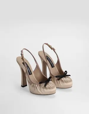 Dolce & Gabbana Satin Slingbacks - Beige