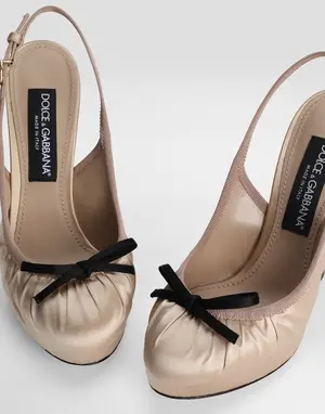 Dolce & Gabbana Satin Slingbacks - Beige