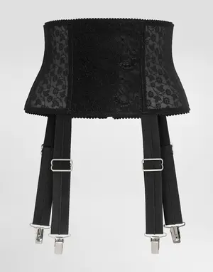 Dolce & Gabbana Stretch Marquisette Corset Belt With Garters - Black