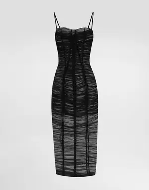 Dolce & Gabbana Tulle Draped Calf-length Slip Dress - Black