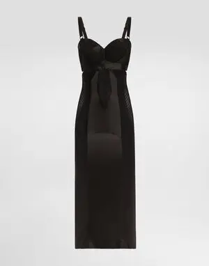 Dolce & Gabbana Satin And Lace Dress With Corset - Black