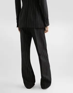 Dolce & Gabbana Straight-leg Pinstripe Wool Pants With Turn-ups - Multicolor