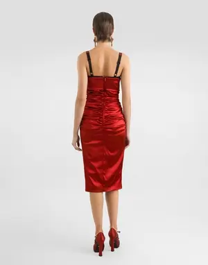 Dolce & Gabbana Draped Satin Dress With Conical Cups - Bordeaux