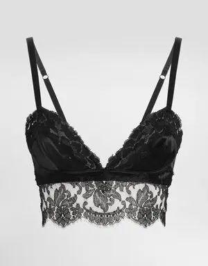 Dolce & Gabbana Satin And Lace Bralette Top - Black