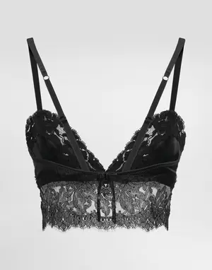 Dolce & Gabbana Satin And Lace Bralette Top - Black