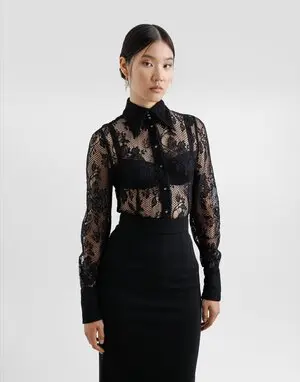 Dolce & Gabbana Floral Lace Shirt With Scalloping