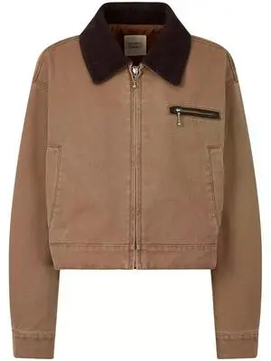 STUDIO TOMBOY Corduroy-collar Cropped Jacket - Neutrals