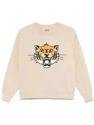 Kenzo Happy Tiger-embroidered Sweatshirt - Neutrals