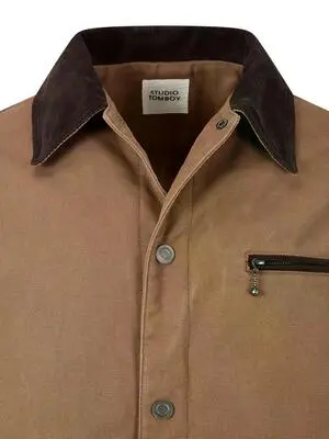 STUDIO TOMBOY Corduroy-collar Canvas Jacket - Brown