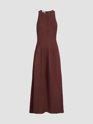 Brunello Cucinelli Viscose And Linen Twill Dress - Bordeaux