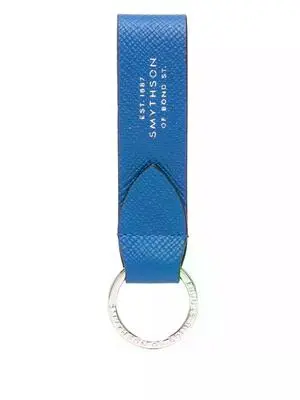 Smythson Leather Keyring Blue