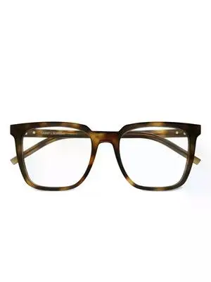 Saint Laurent Logo-plaque Glasses - Brown