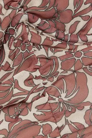 Bec & Bridge Priya Ruched Floral-print Stretch-mesh Midi Dress