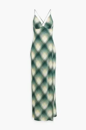 Bec & Bridge Edie Checked Crepe Maxi Dress - Teal