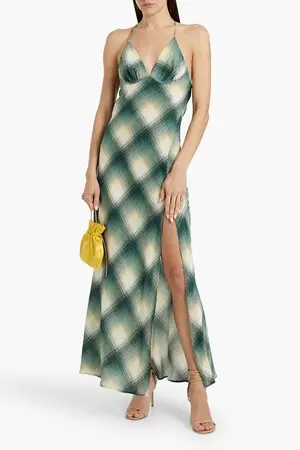 Bec & Bridge Edie Checked Crepe Maxi Dress
