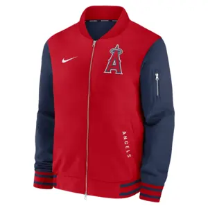 Nike Los Angeles Angels Authentic Collection Dugout Full-zip Bomber Jacket - Red