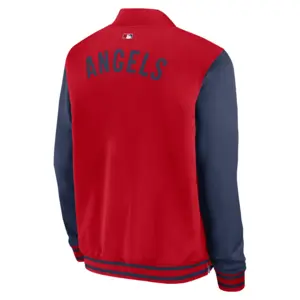 Nike Los Angeles Angels Authentic Collection Mlb Full-zip Bomber Jacket - Red