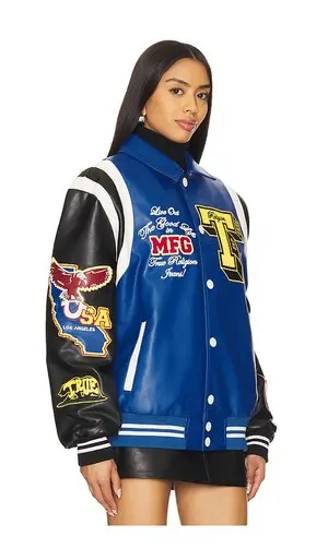 True Religion Color Block Puffer Bomber Jacket